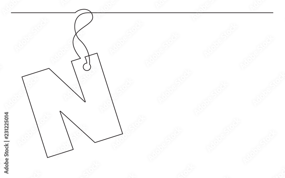 continuous line drawing of alphabet letter label design Stock Vector ...