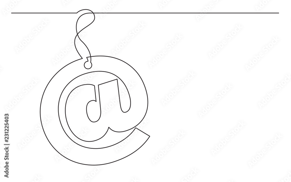 continuous line drawing of email sign label Stock Vector | Adobe Stock