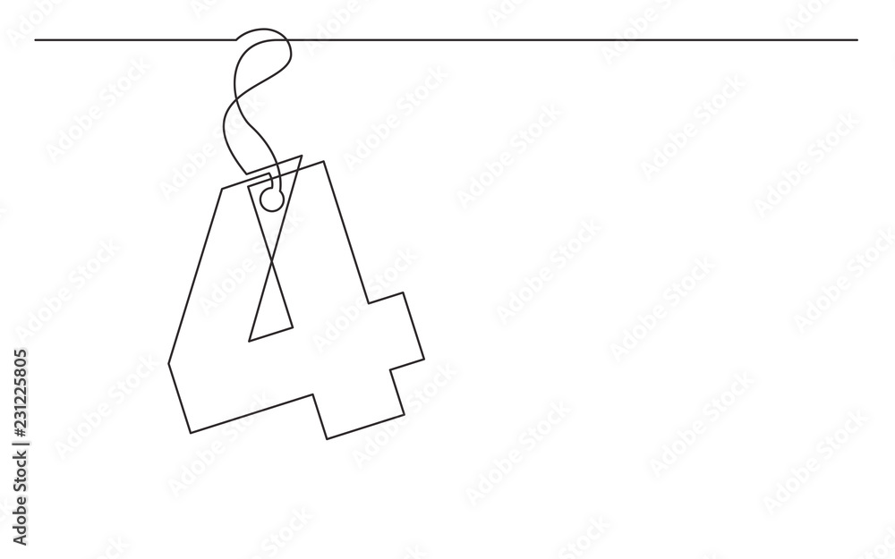 continuous line drawing of tag label number design Stock Vector | Adobe ...
