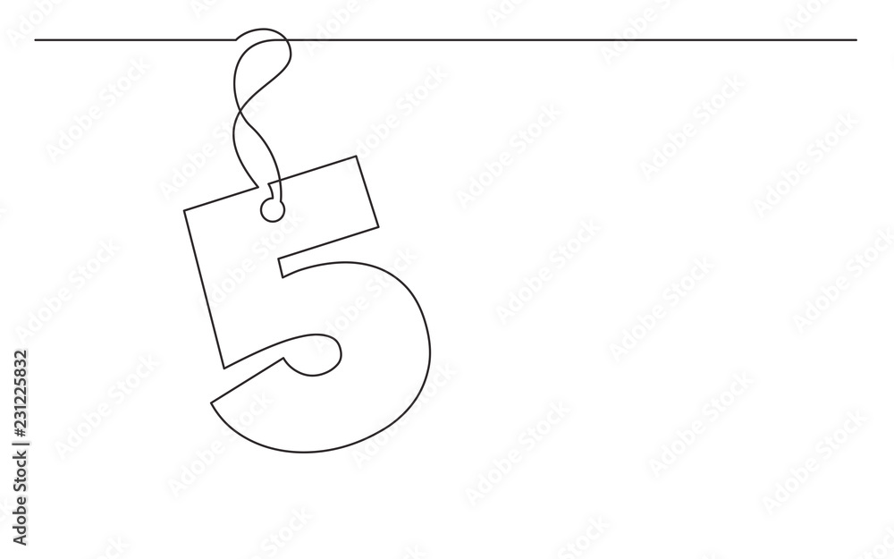 continuous line drawing of tag label number design Stock Vector | Adobe ...