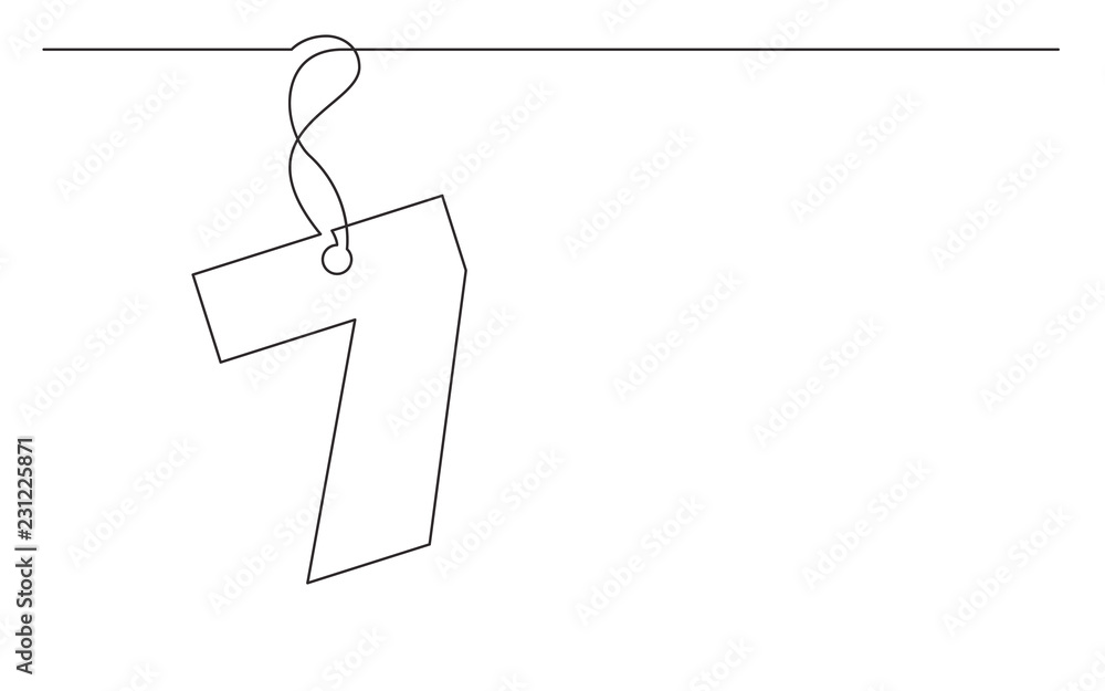 continuous line drawing of tag label number design Stock Vector | Adobe ...