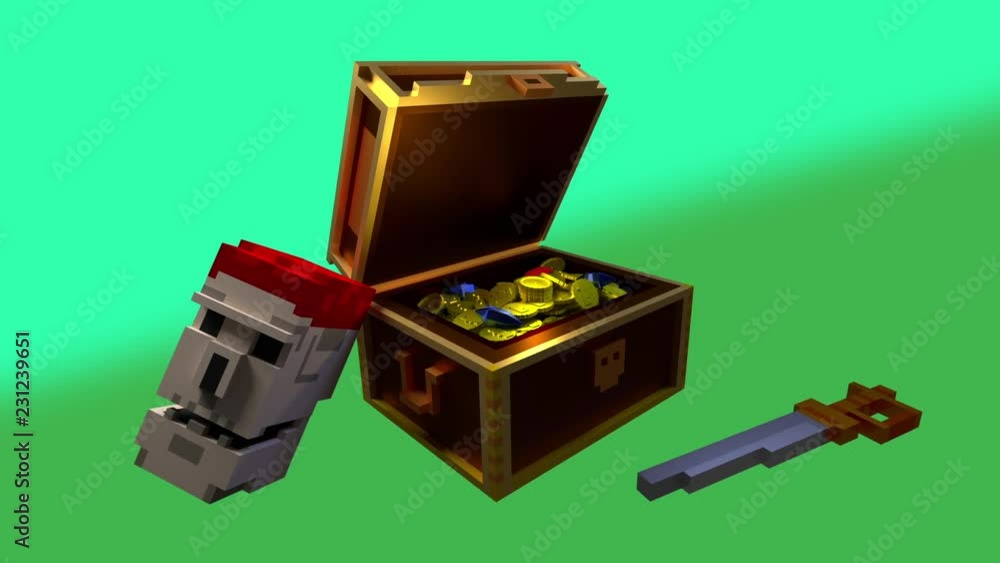 Stylized Low Poly Animation: Treasure Chest Opens Next to a Talking ...