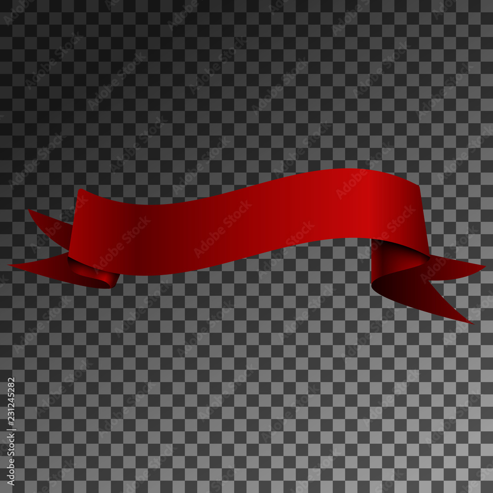 Realistic Shiny Red Ribbon banner isolated on transparent background ...