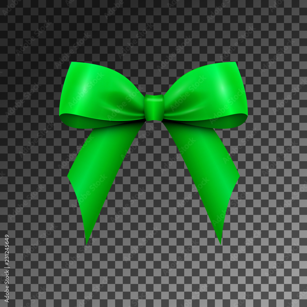 Realistic Shiny Green Satin Bow isolated on transparent background ...