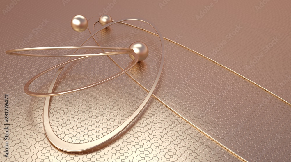 Gold figures on a gold background. Abstract composition. 3D ...