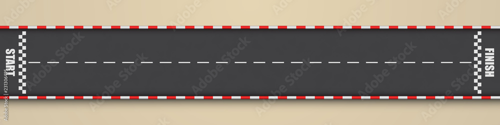 Cartoon racing track for a quarter mile ride, top view, vector ...