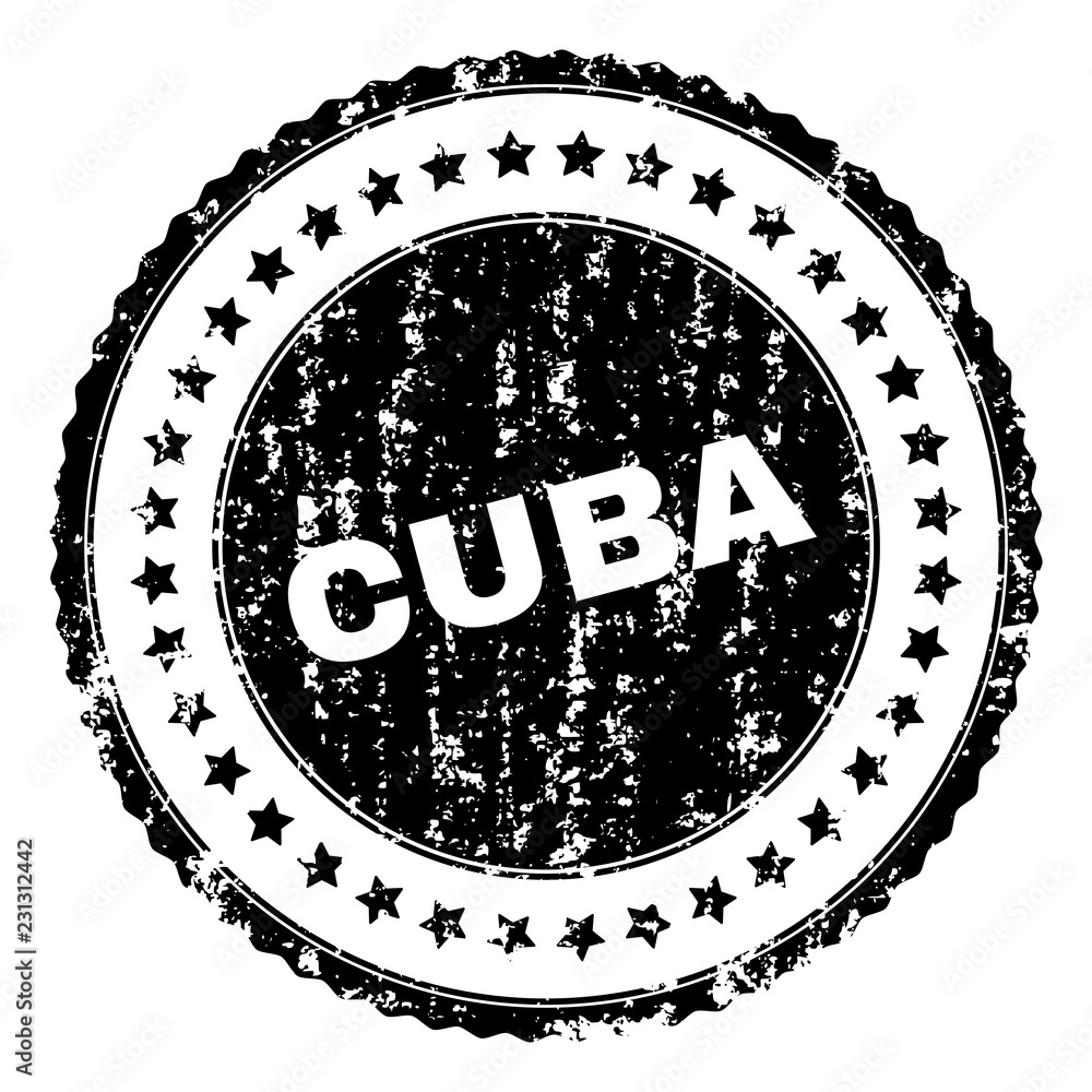 CUBA seal print with distress texture. Black vector rubber print of ...