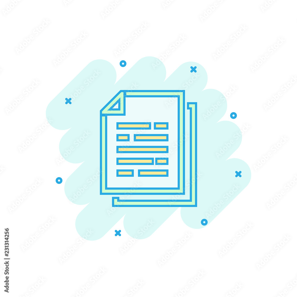 Vector cartoon document paper icon in comic style. Terms sheet concept ...