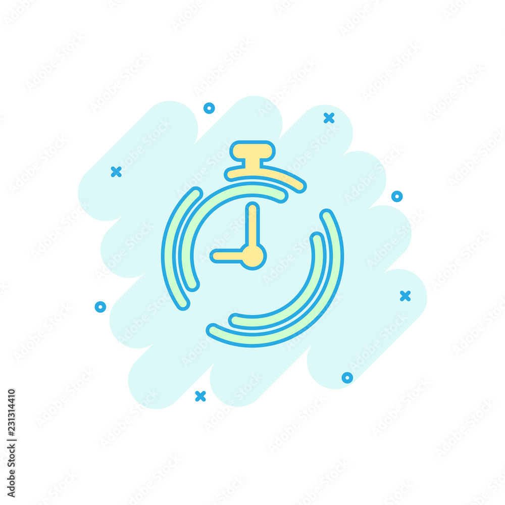 Vector cartoon clock timer icon in comic style. Time alarm concept ...