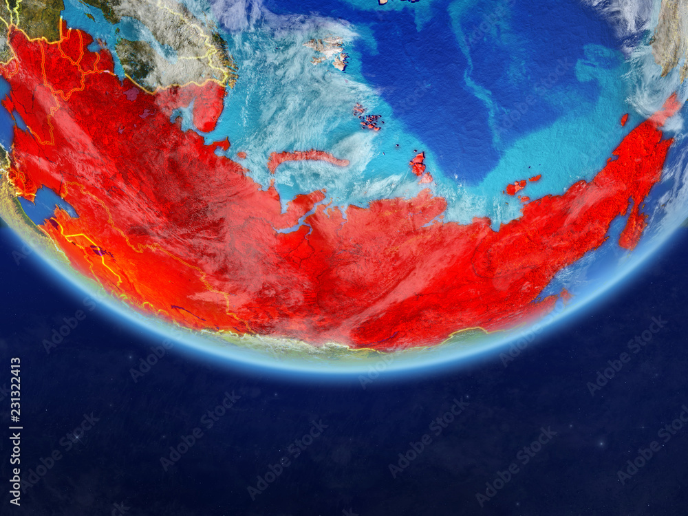 Former Soviet Union on realistic model of planet Earth with country ...