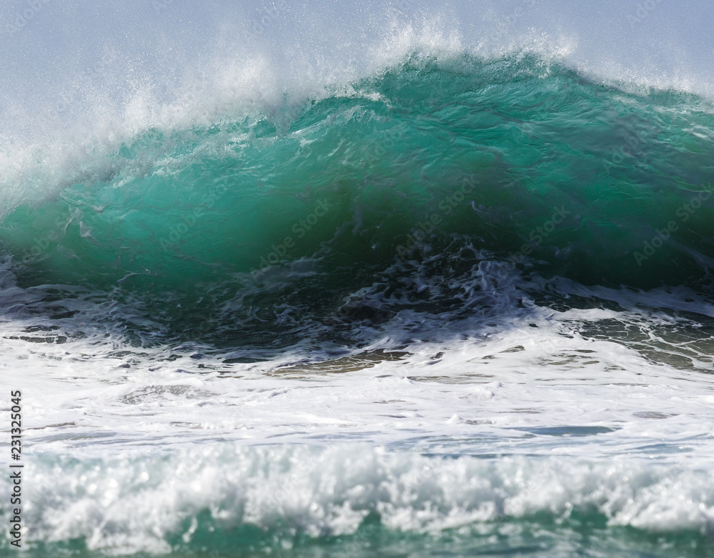 Big breaking wave at Hanakapiai beach, Kauai, Hawaii. Stock Photo ...