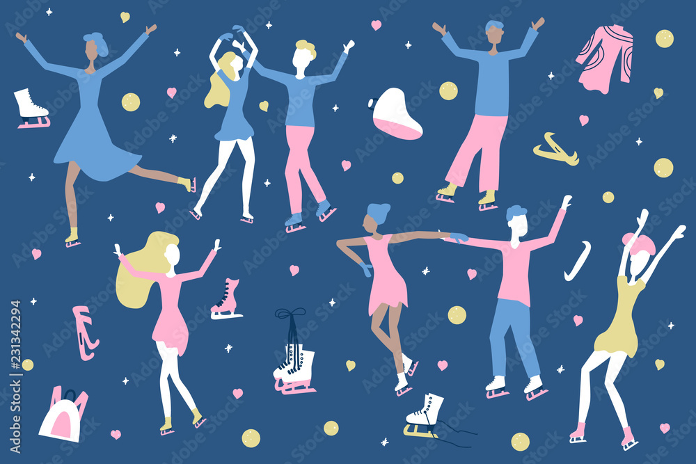 Figure skating concept. Vector illustration. Stock Vector | Adobe Stock