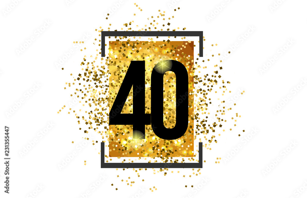 40 number logo icon design with golden glitter Stock Vector | Adobe Stock