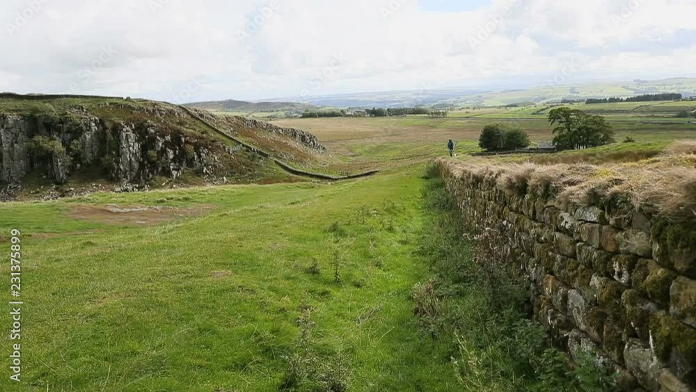 England Scotland Hadrians Wall scenic landscape. Hadrian's Wall was a ...