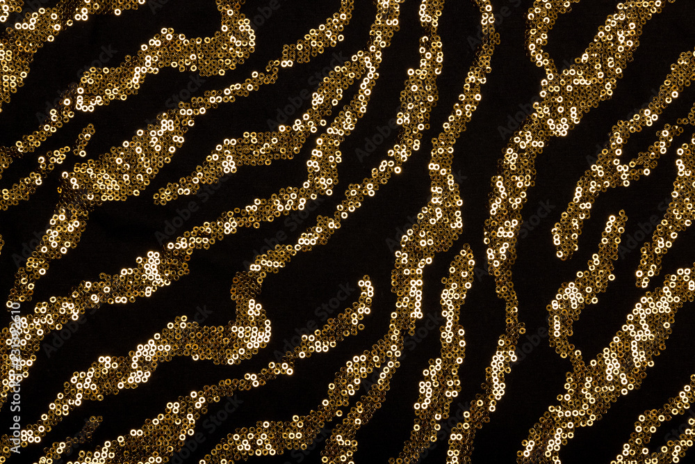 Black fabric with golden sequin pattern Stock Photo | Adobe Stock