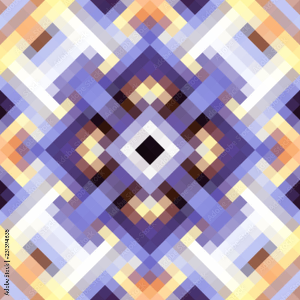 Geometric abstract symmetric pattern in pixel art style. Seamless ...