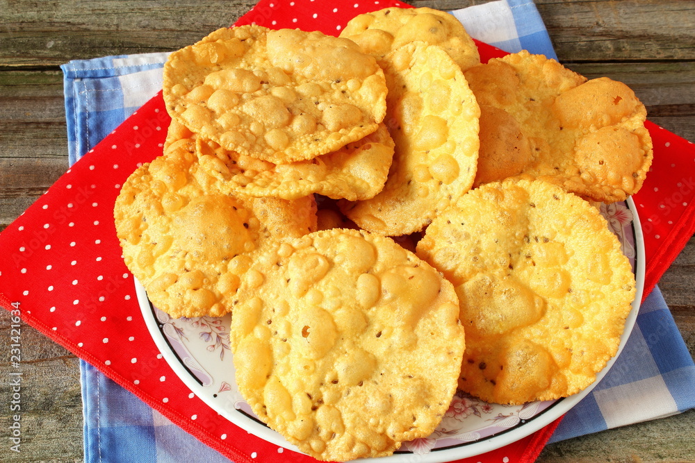 traditional indian gujarati food salted spicy snack thabra,thabla or ...