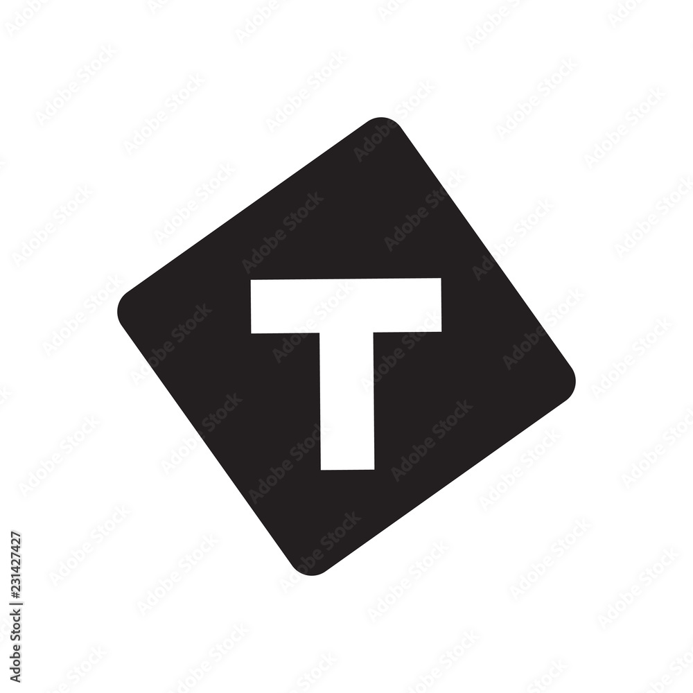 T junction sign icon. Trendy T junction sign logo concept on white ...