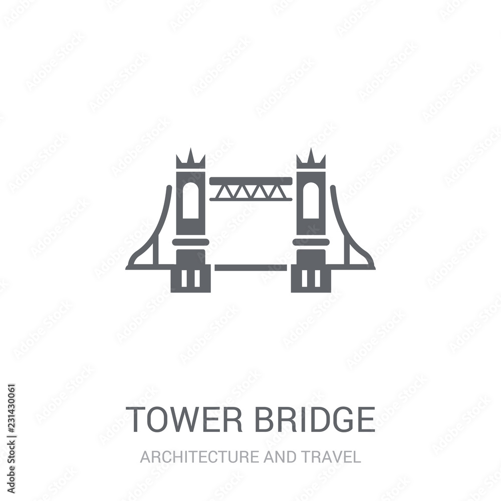 Tower bridge icon. Trendy Tower bridge logo concept on white background ...