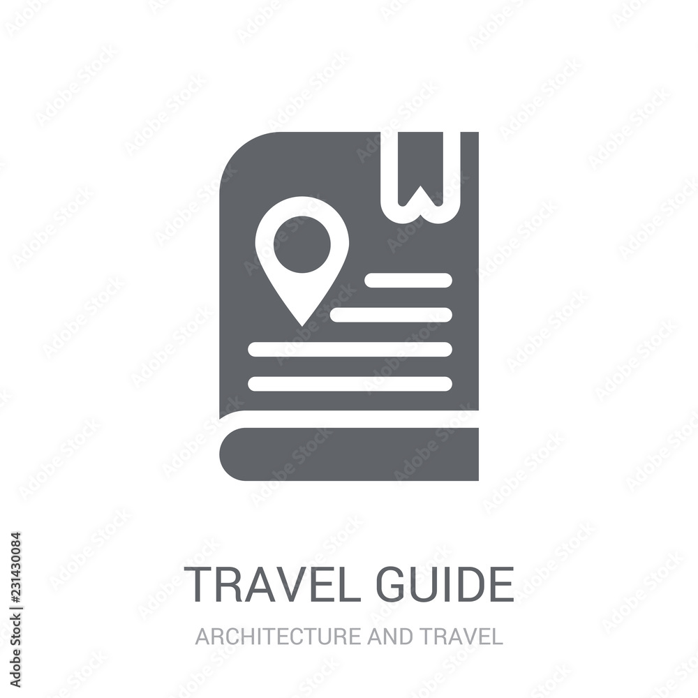 Travel guide icon. Trendy Travel guide logo concept on white background ...