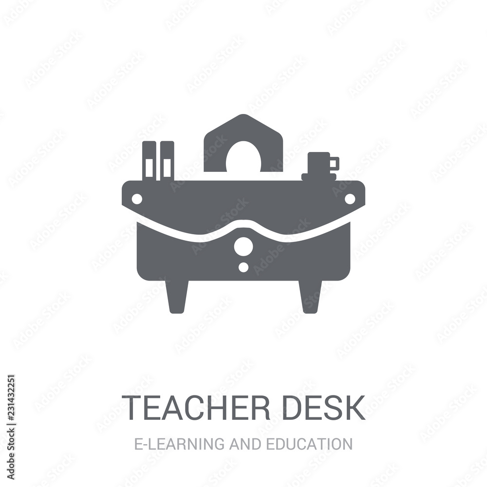 Teacher desk icon. Trendy Teacher desk logo concept on white background ...