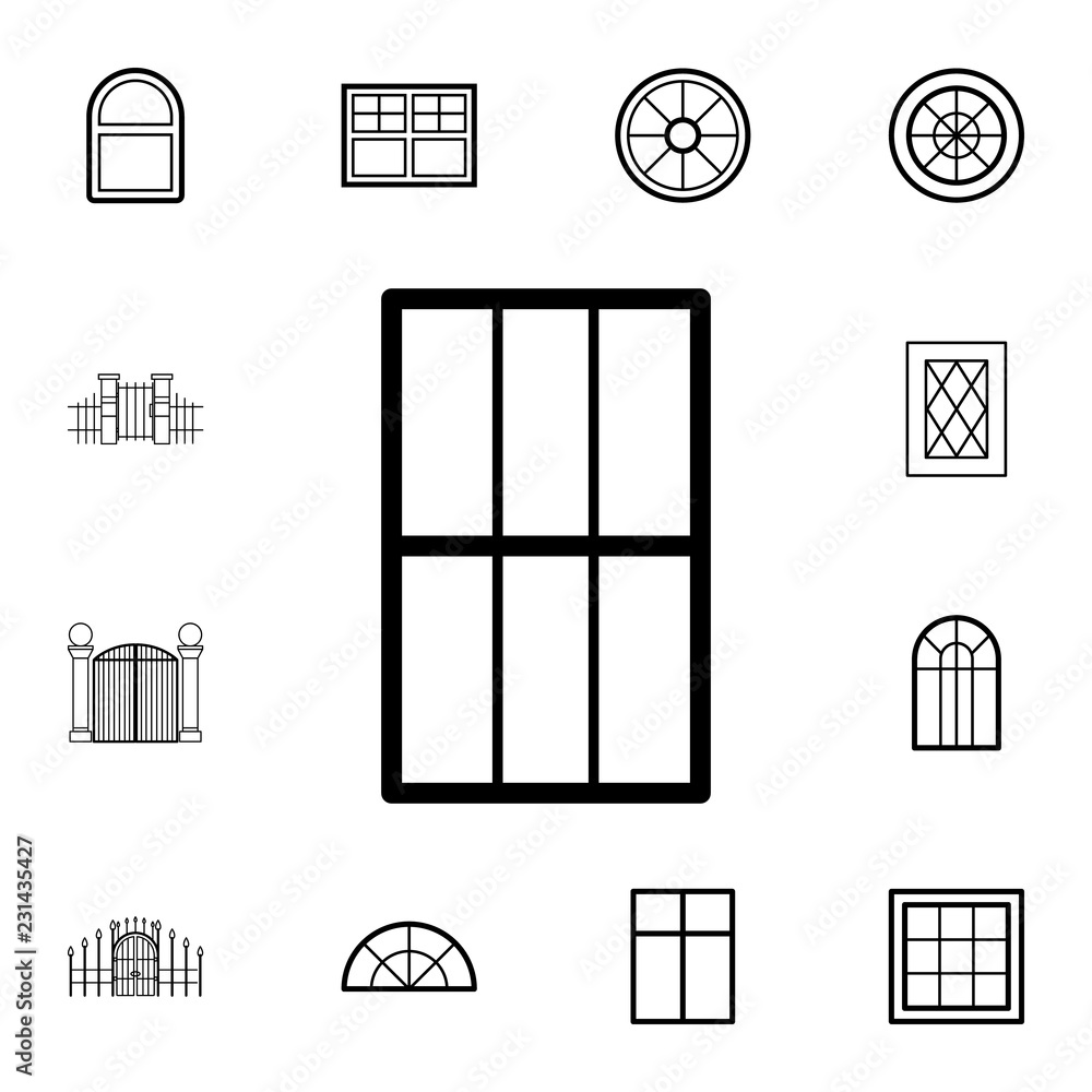 wide window icon. Detailed set of Doors, gates and windows icons ...