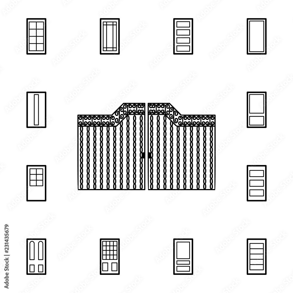 gates with patterns icon. Detailed set of Doors, gates and windows ...