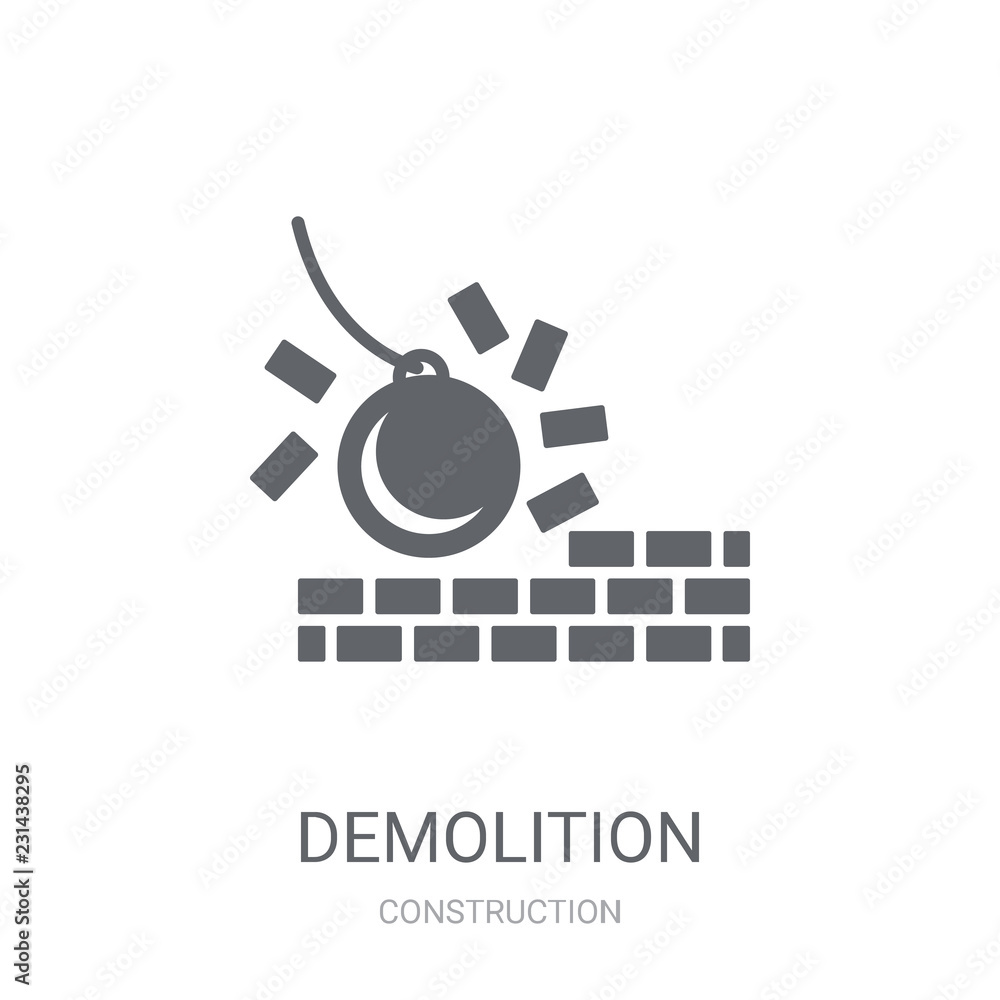 Demolition icon. Trendy Demolition logo concept on white background ...