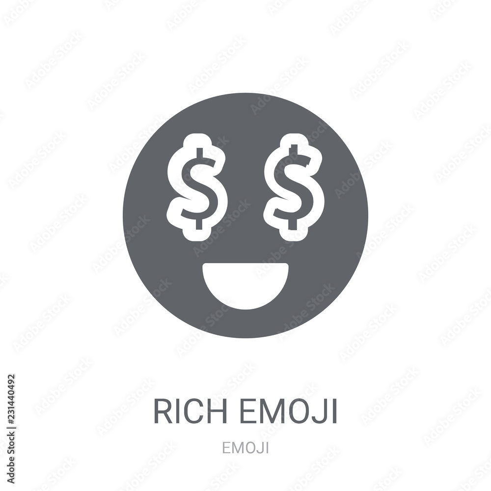 Rich emoji icon. Trendy Rich emoji logo concept on white background ...