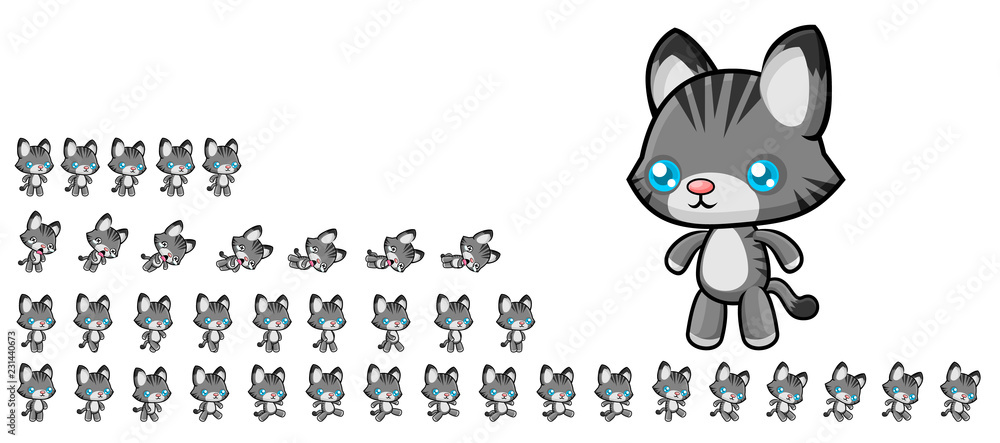 Animated Cat Game Character Stock Vector | Adobe Stock
