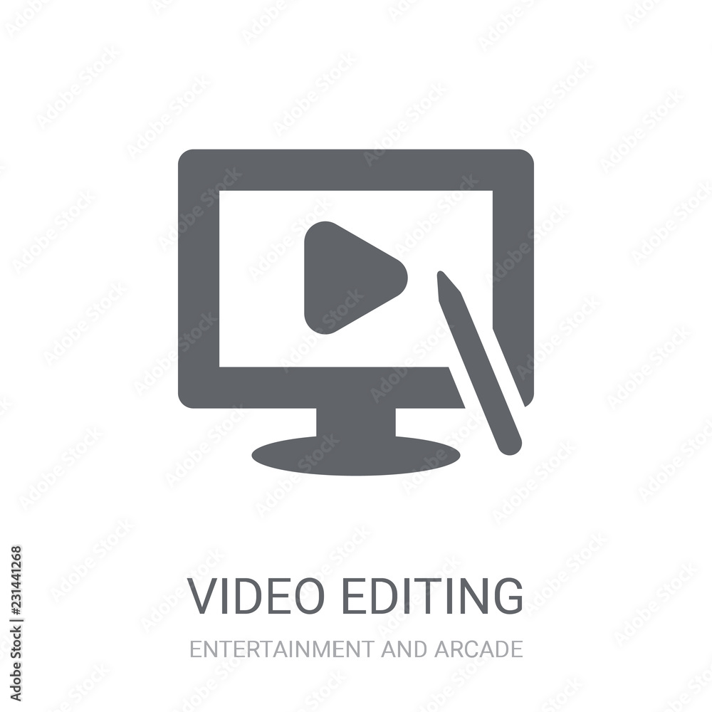 Video editing icon. Trendy Video editing logo concept on white ...