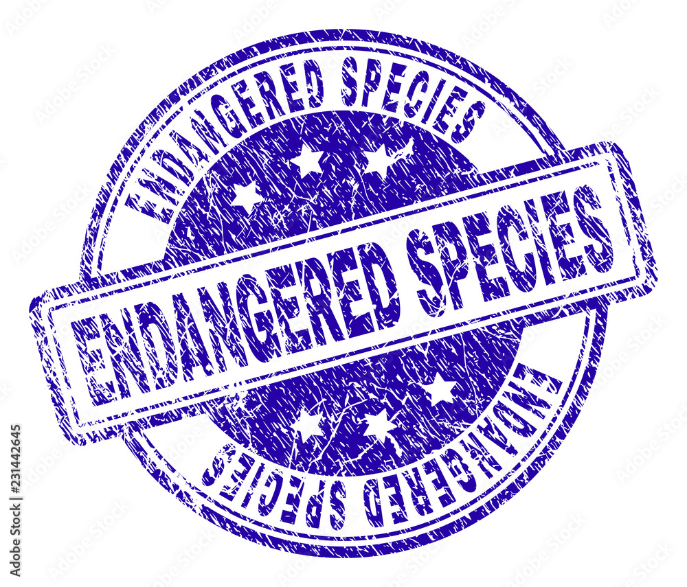 ENDANGERED SPECIES stamp seal watermark with distress texture. Designed ...