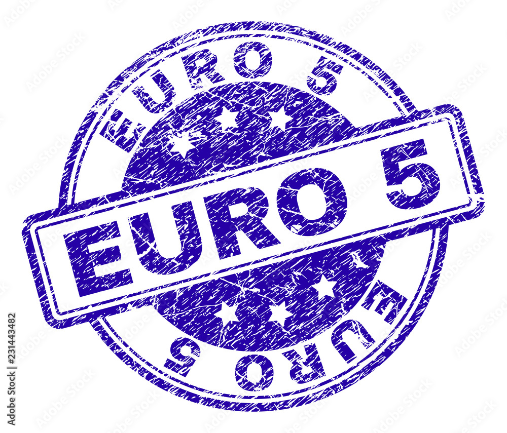 EURO 5 stamp seal watermark with distress texture. Designed with ...