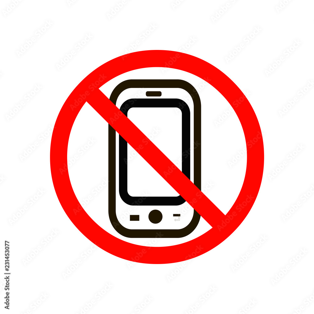 No phone sign. No talking and calling icon. Red cell prohibition ...