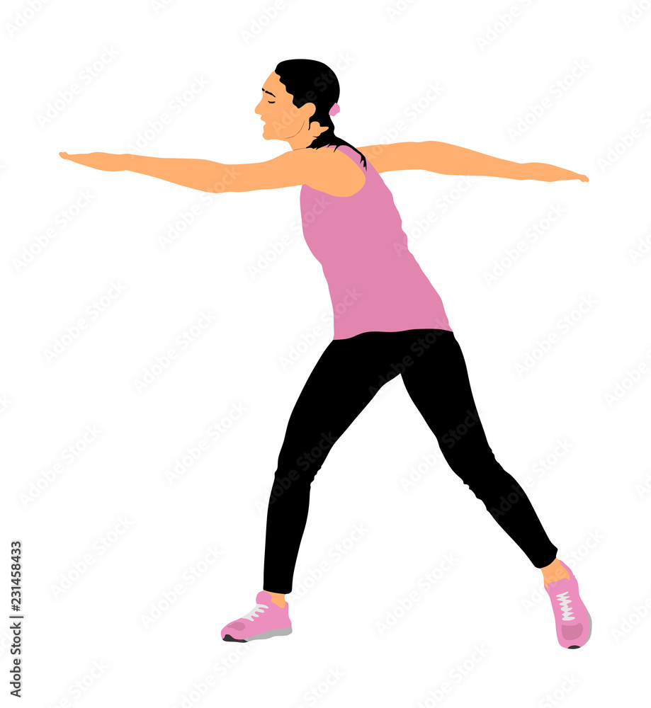 Fitness woman instructor exercise on training in gym vector. Losing ...