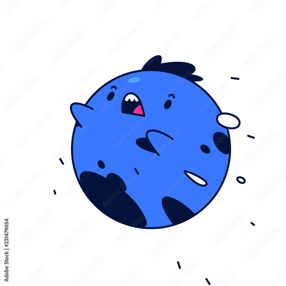 Cartoon character, monster, blue ghost. Vector. Mascot for the company ...