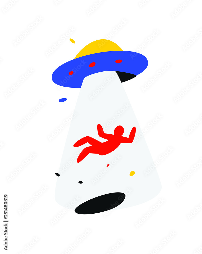 Illustration of icon abduction by human aliens. Vector. Company logo ...