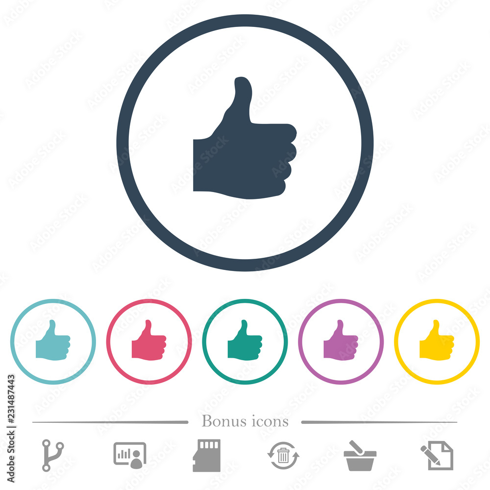 Thumbs up flat color icons in round outlines Stock Vector | Adobe Stock