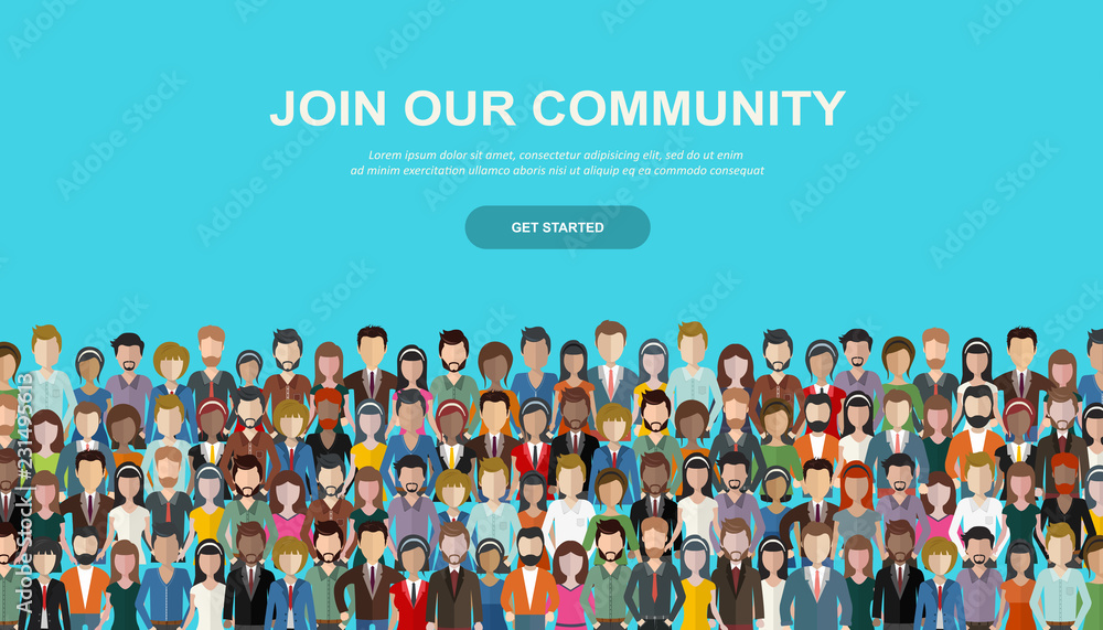 Join our community. Crowd of united people as a business or creative ...