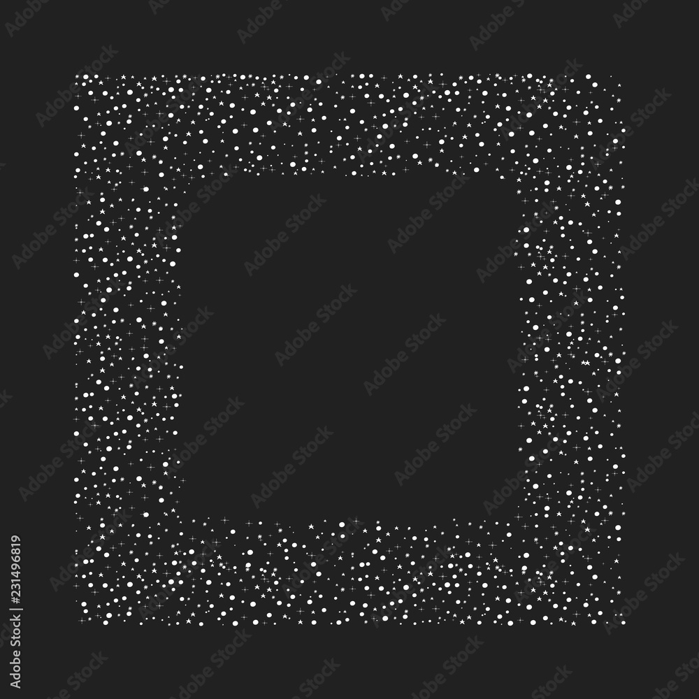 Square star frame. Starry magic night sky wreath. Hand drawn isolated ...