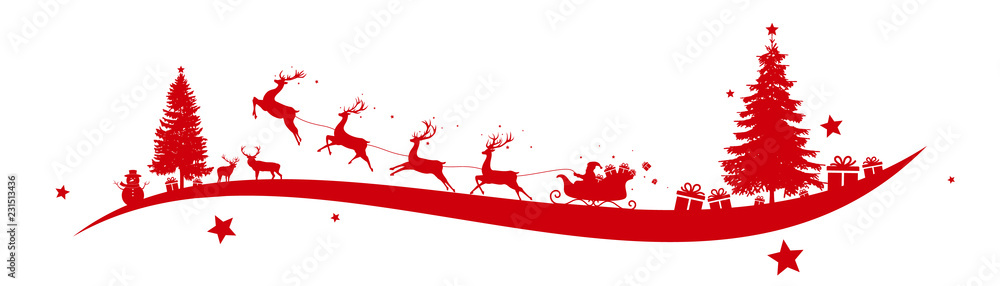 Christmas border with Santa's sleigh Stock Vector | Adobe Stock