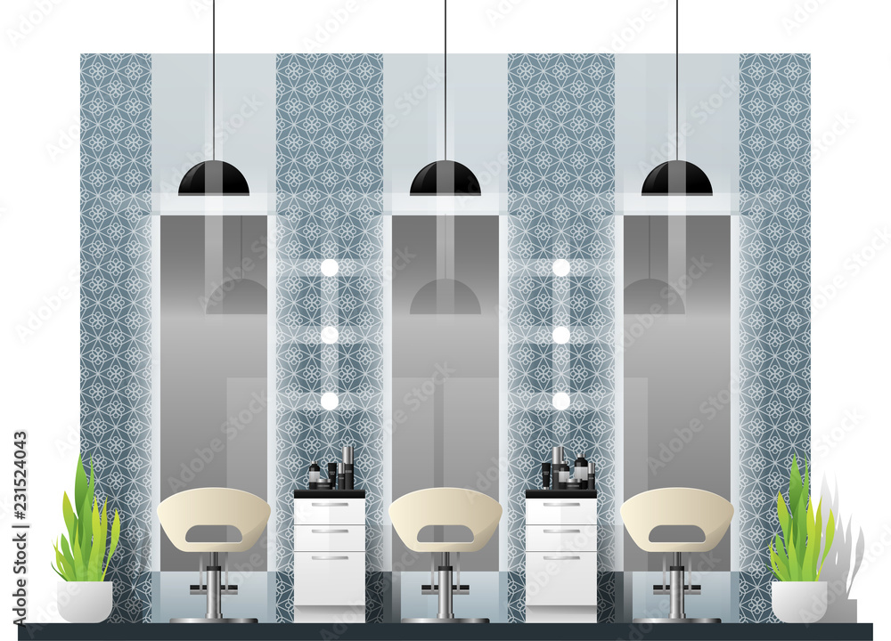 Interior scene of modern beauty salon , vector , illustration Stock ...