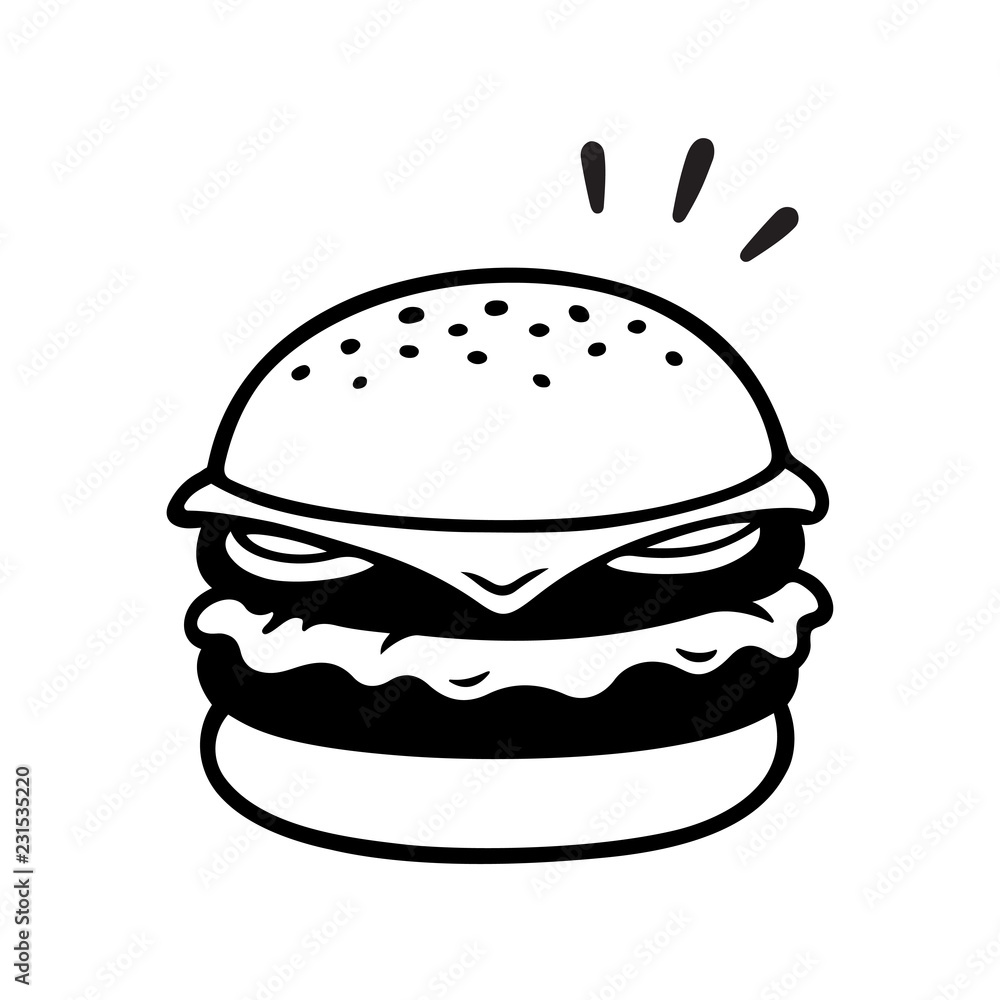 Double cheeseburger drawing Stock Vector | Adobe Stock