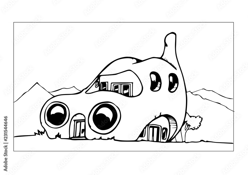 Bug house. A modern organic house architecture. Vector Illustration ...