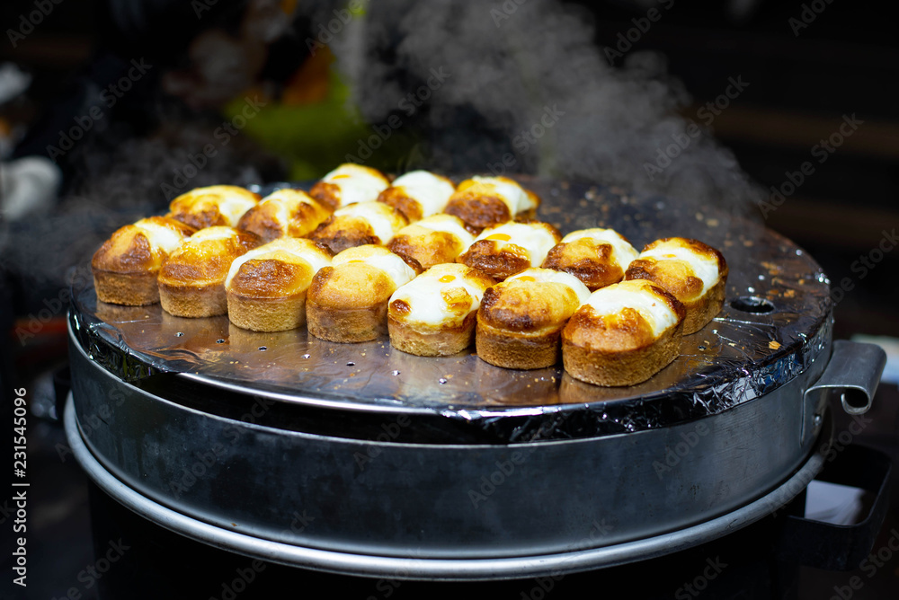 Egg bun or Gyeran-bbang shop on street food at Myeong-dong, Korea ...