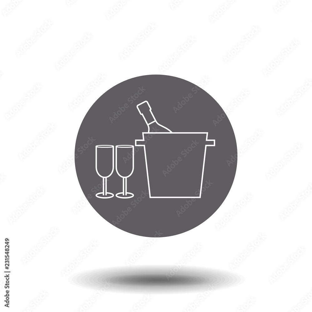 Champaign bottle thin line icons. Alchogol glass outline linear ...