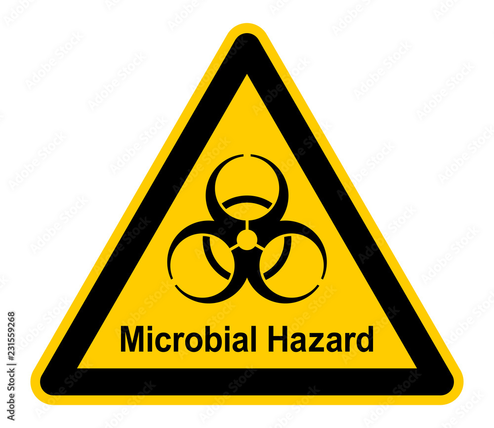wso387 WarnSchildOrange - Danger - english text: Microbial Hazard ...
