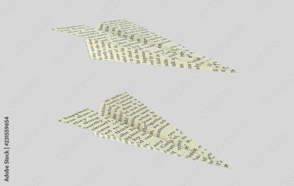 Paper plane printed. Words aeroplane. Isolate. Easy automatic ...