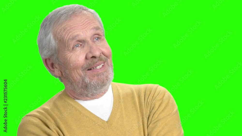 Vidéo Stock Positive thinking man, green screen. Cheerful senior man ...