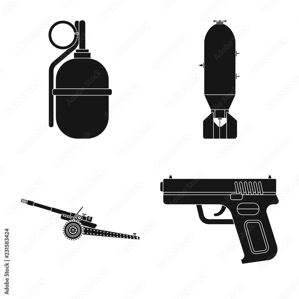 Vector illustration of weapon and gun icon. Set of weapon and army ...
